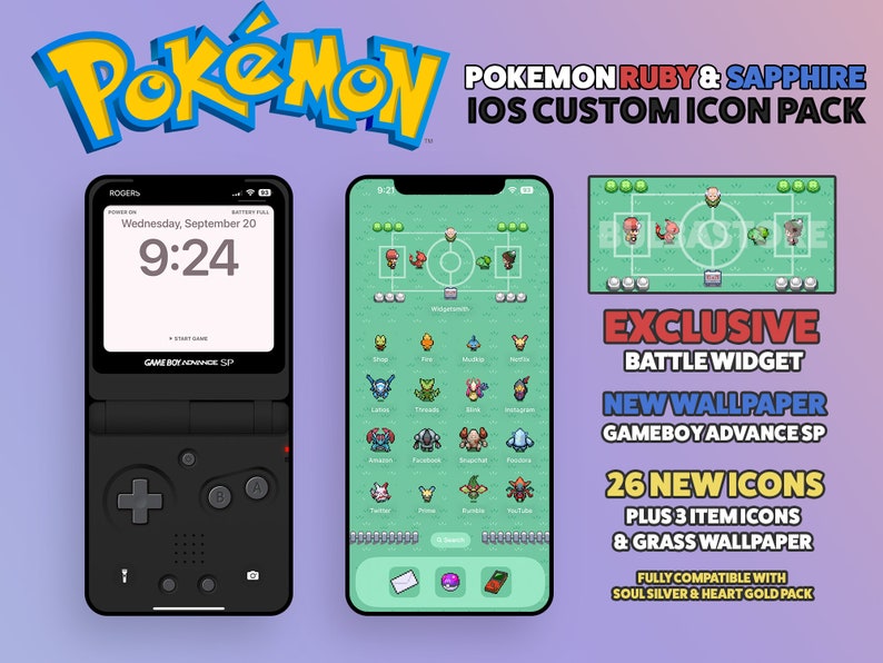 POKEMON RUBY & SAPPHIRE Custom Icons for iPhone ios Booster - Etsy