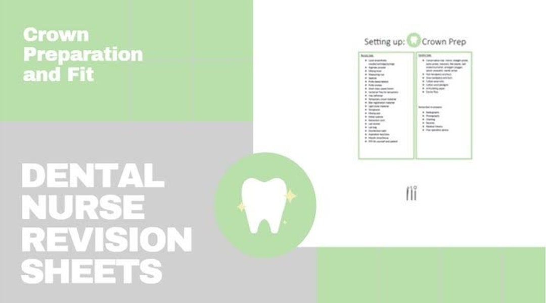 Dental Nurse Revision 'setting Up: Crown Preparation and - Etsy