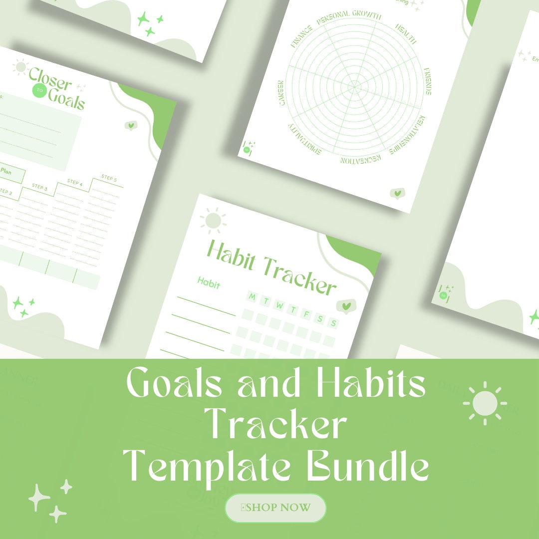 Goal and Habit Tracker Template Bundle X3 - Etsy