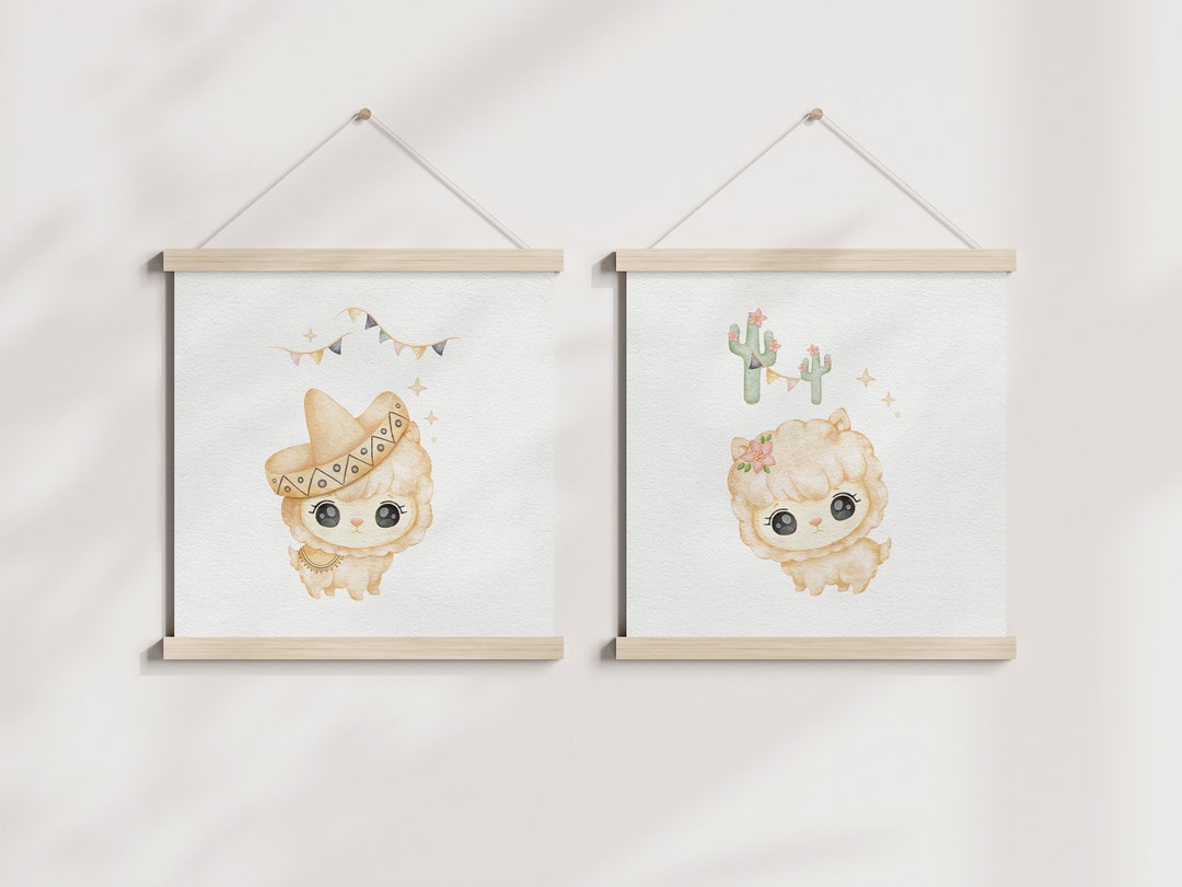 Watercolor Alpaca Clipart Set – Cute Baby Llama PNG – Kawaii Animal ...