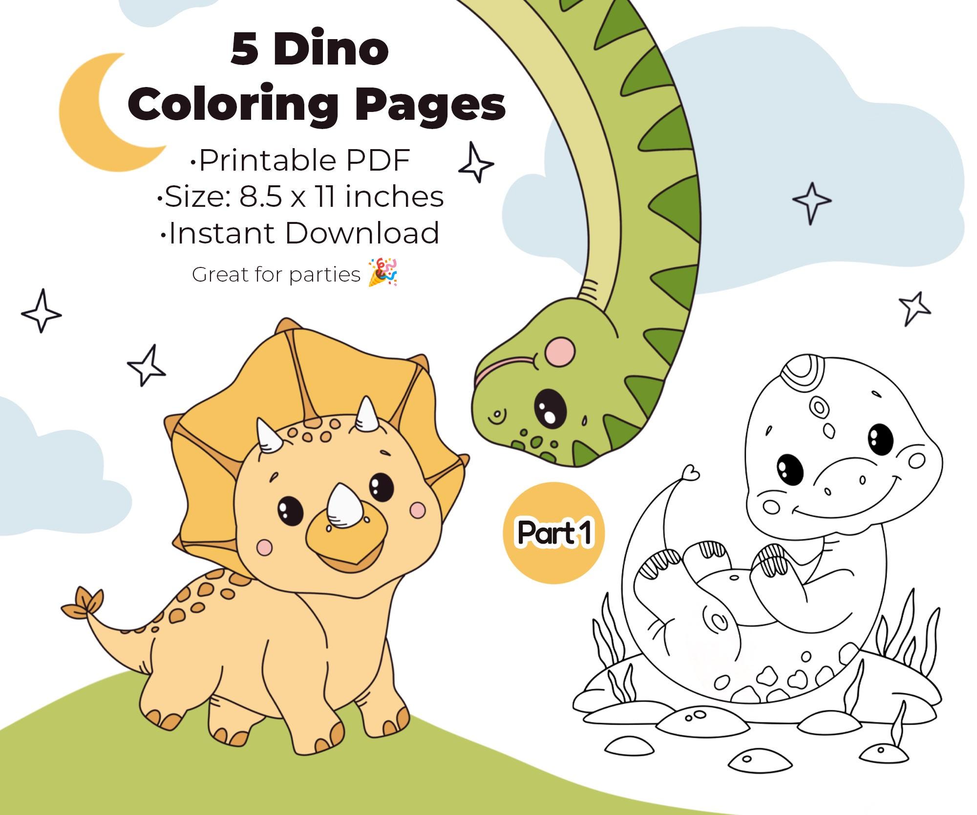 Cute Dino Coloring Pages for Kids – 5 Printable Sheets – Fun & Easy ...