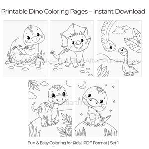 Cute Dino Coloring Pages for Kids – 5 Printable Sheets – Fun & Easy ...