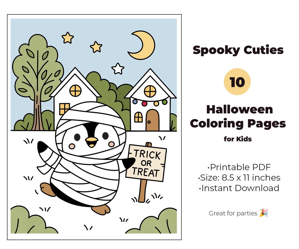 Spooky Cuties | 10 Cute Halloween Coloring Pages PDF | Printable ...