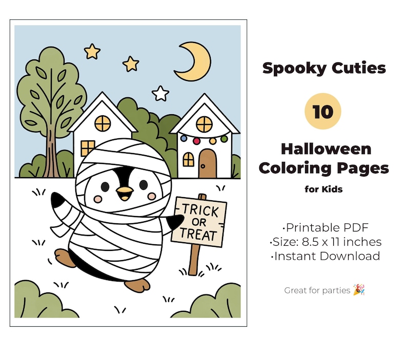 Spooky Cuties | 10 Cute Halloween Coloring Pages PDF | Printable ...