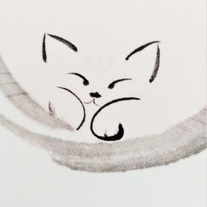 Zen-enso Cat 4 禅・円相猫 Japanese Calligraphy Sumie Print on Canvas With ...
