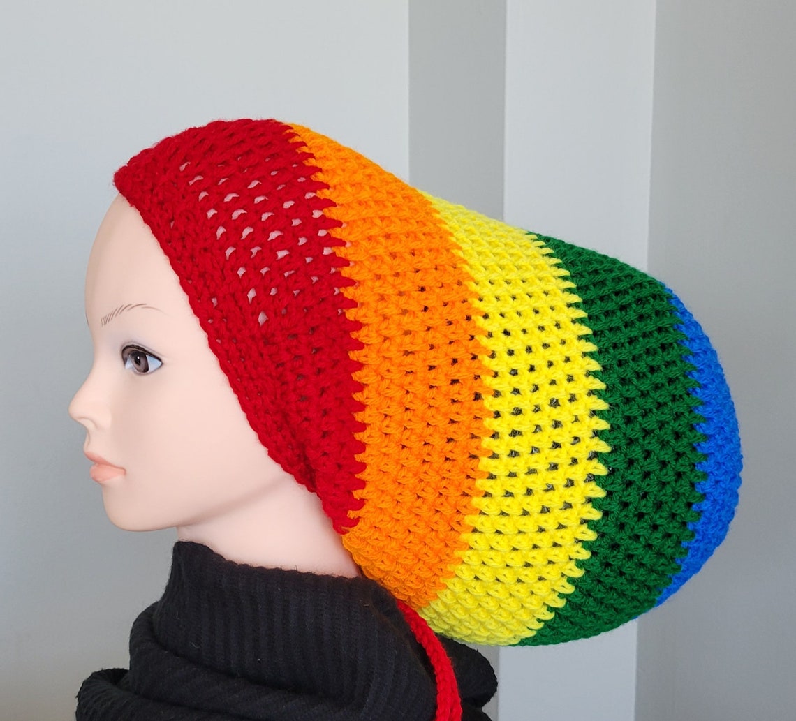 Large Rainbow Tam, Dreadlocks Tam, Winter Tam, Slouching Beanie - Etsy