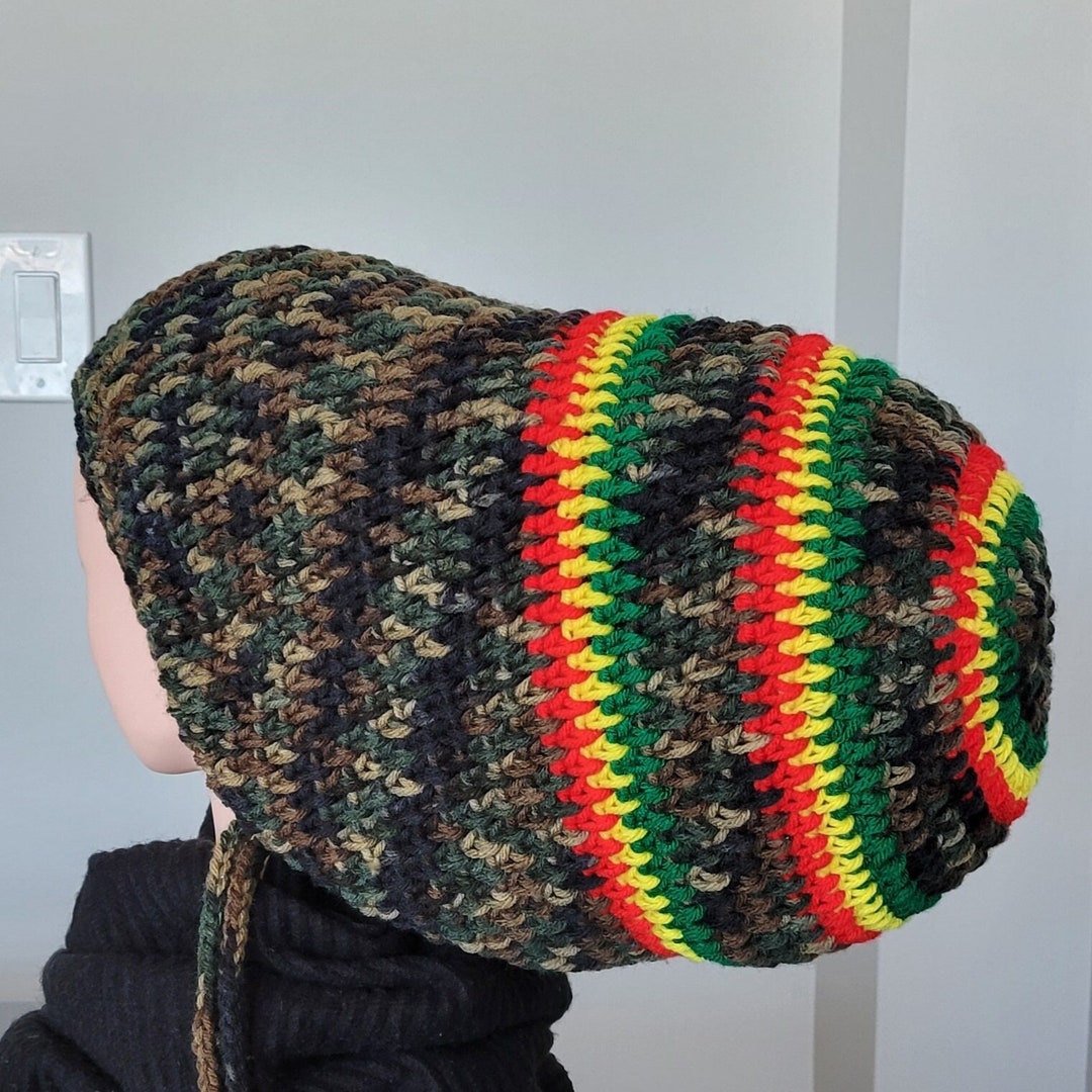 Large Rasta Tam Dreadlocks Tam Slouchy Hat, Crochet Hat - Etsy