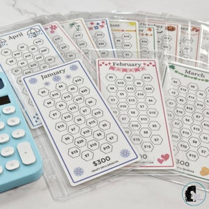 12 Month Savings Challenge Bundle, Monthly Challenge Laminated Savings ...