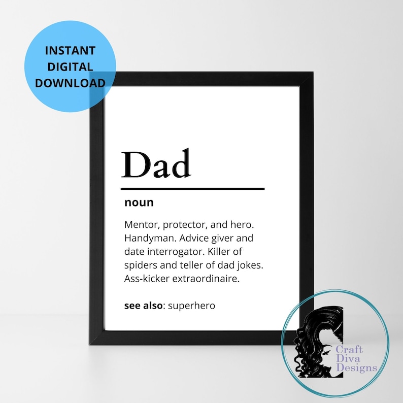 Dad Definition Wall Art / Definition Print / Fathers Day / Printable ...