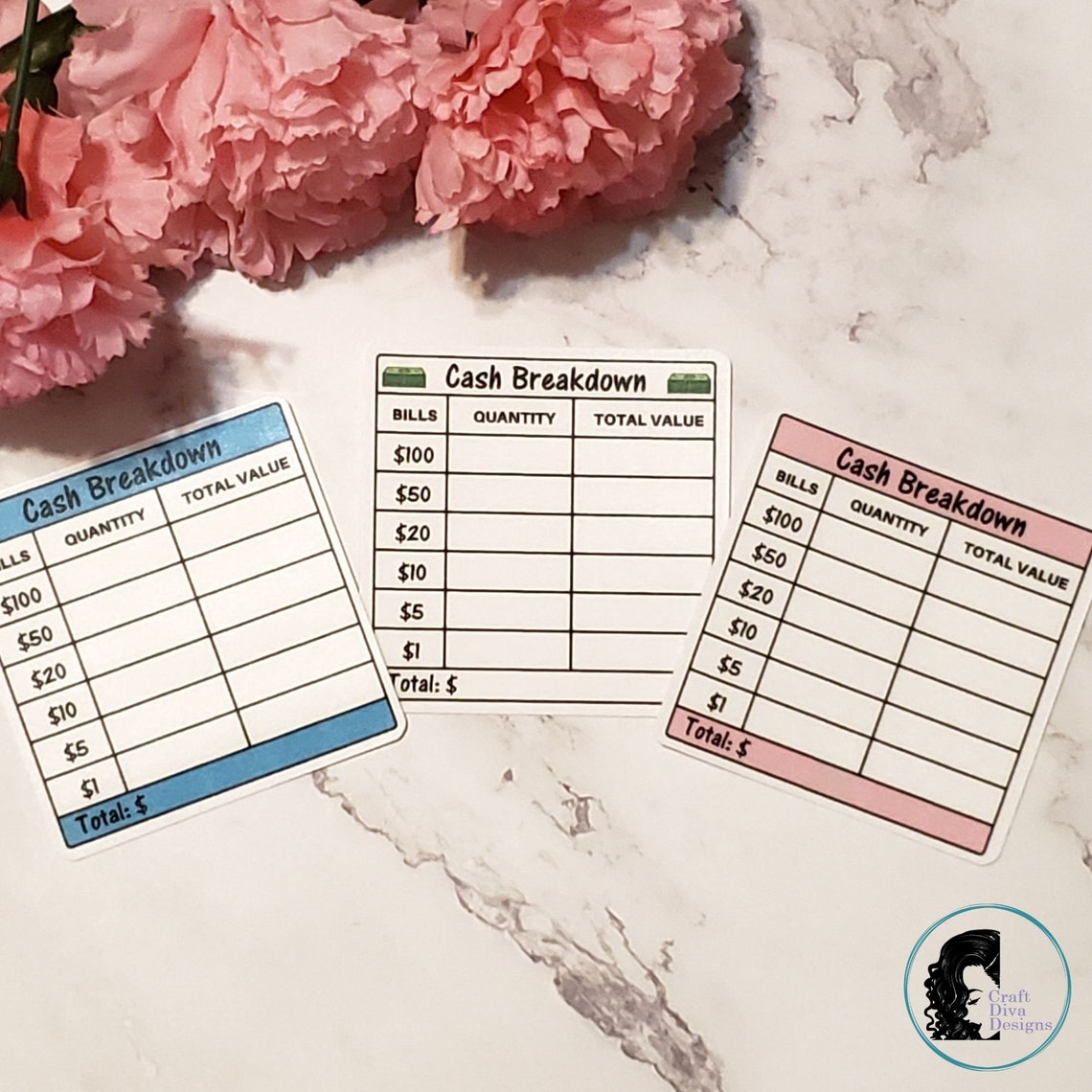 Cash Breakdown Card / Laminated Bank Teller Slips / Cash - Etsy