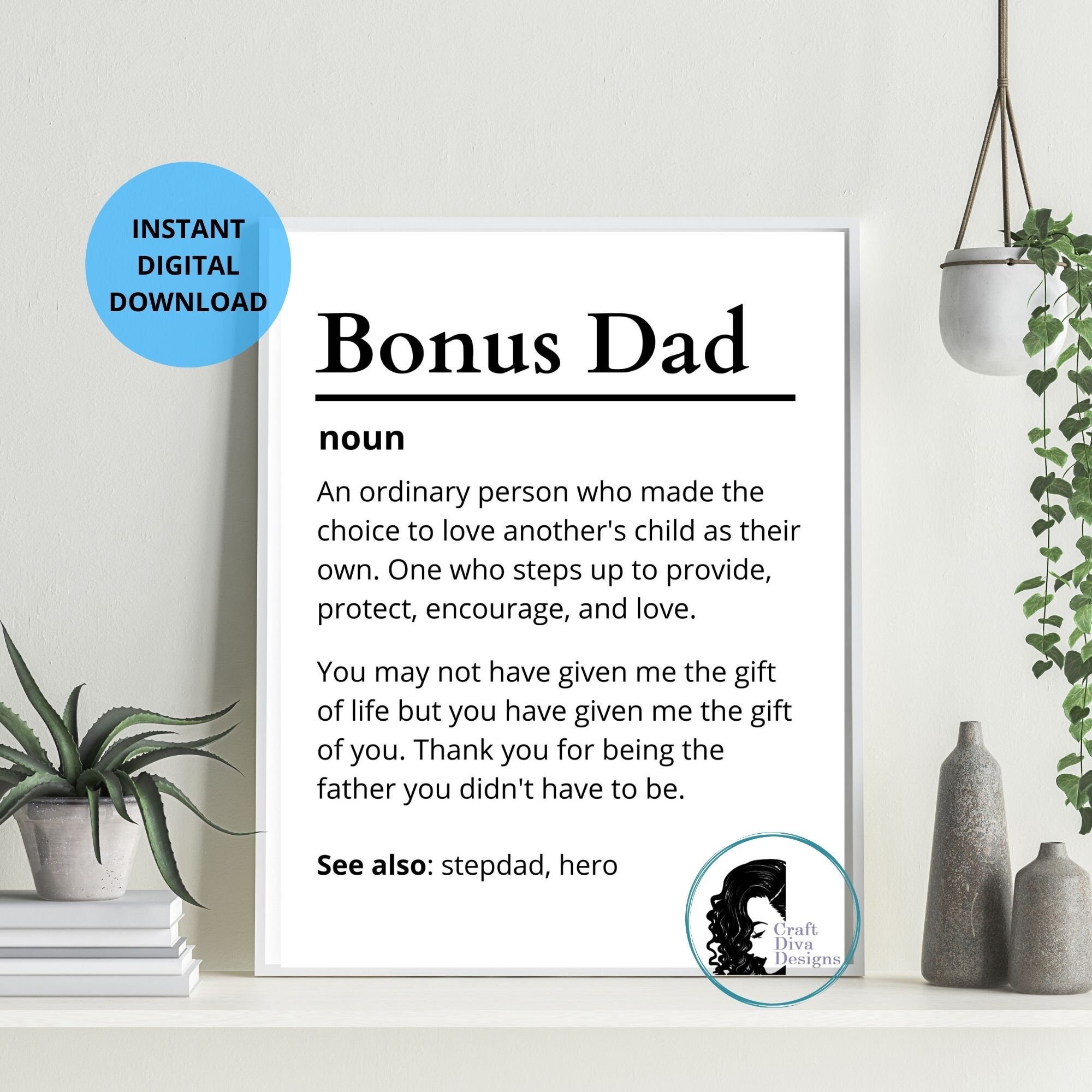 Bonus Dad Definition Wall Art / Definition Print / Fathers Day | Etsy