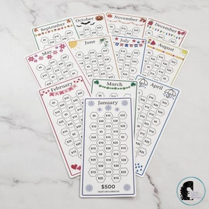 12 Month Savings Challenge Bundle, Monthly Challenge Laminated Savings ...