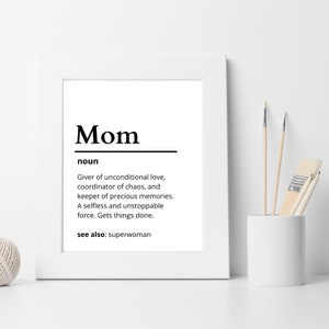 Mom Definition Wall Art / Definition Print / Mothers Day / Printable ...
