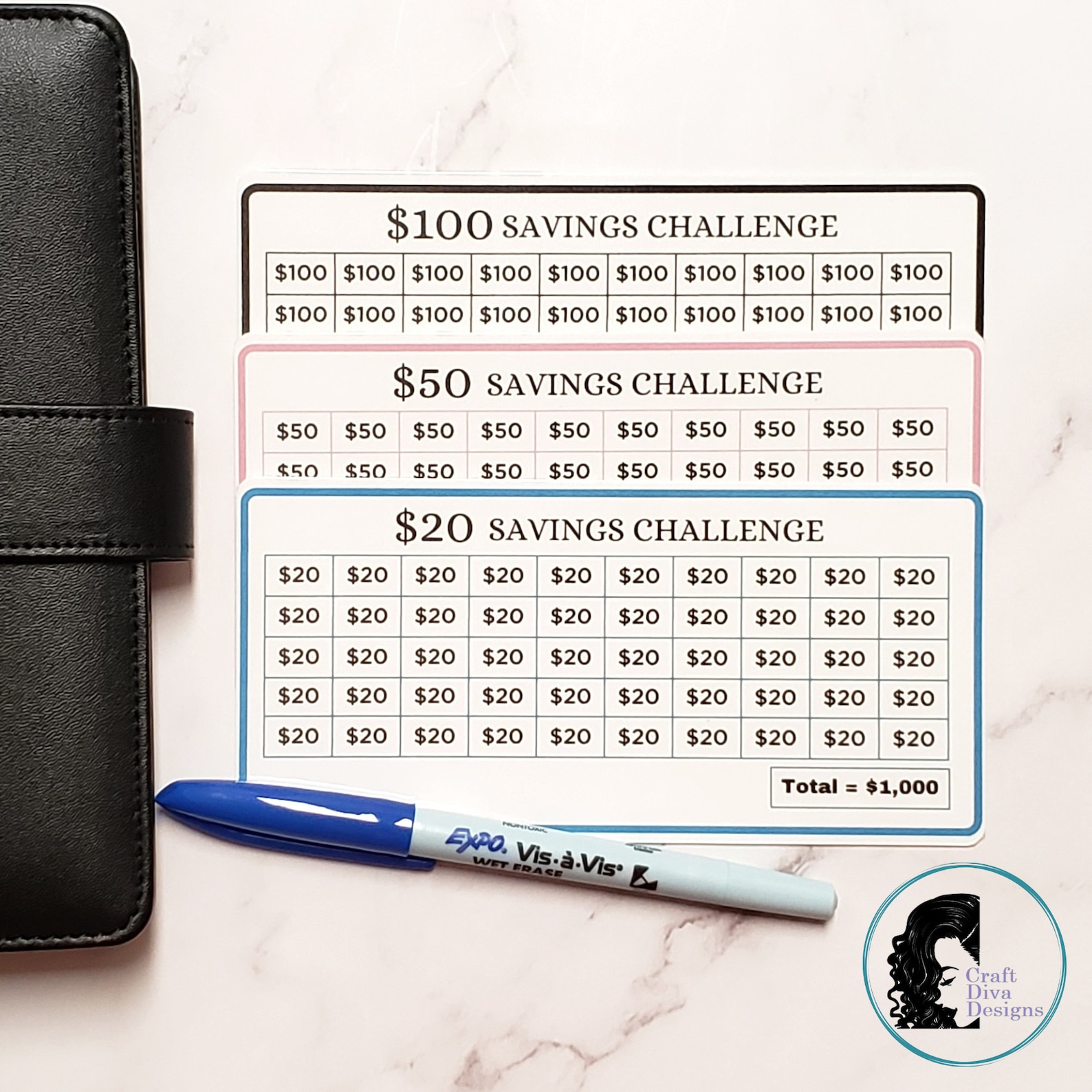 Savings Challenge Bundle / Laminated Savings Tracker / A6 Cash ...