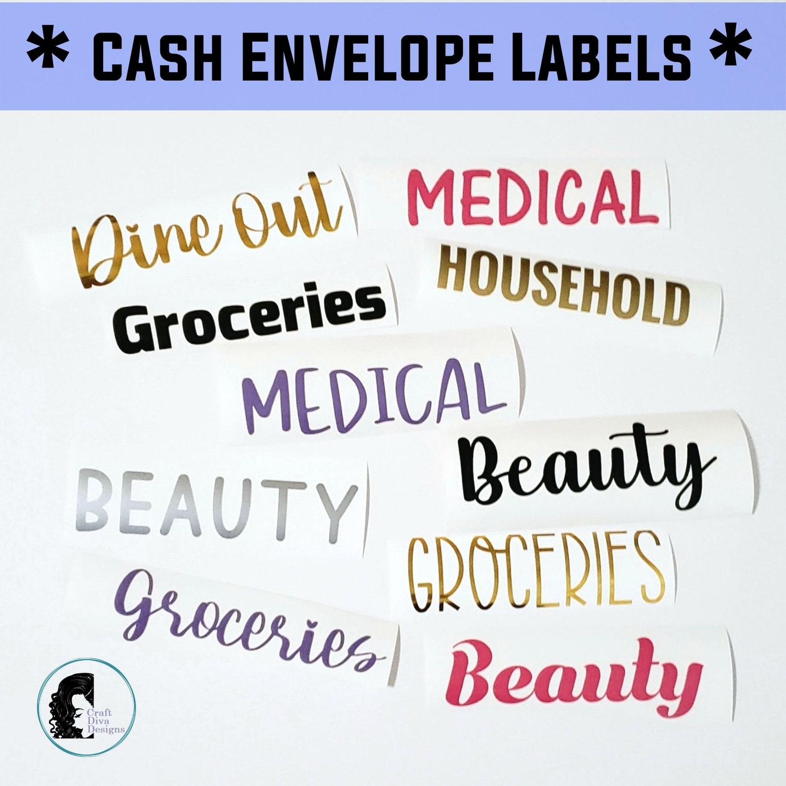 Cash Envelope Labels / Custom Vinyl Decals / Budget Binder Decals ...