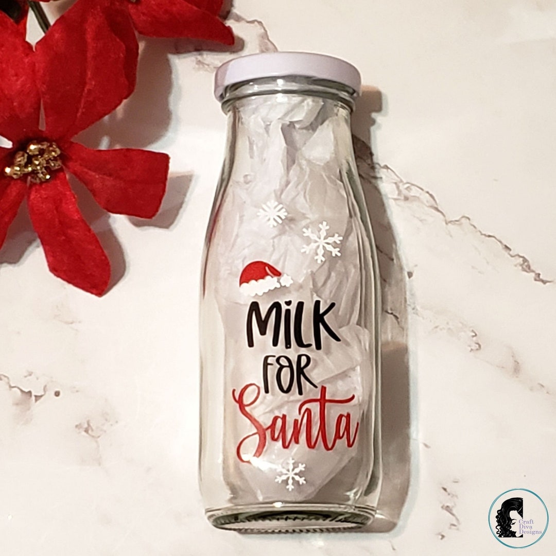 Milk for Santa Glass Bottle / Milk and Cookies for Santa / Custom Santa ...
