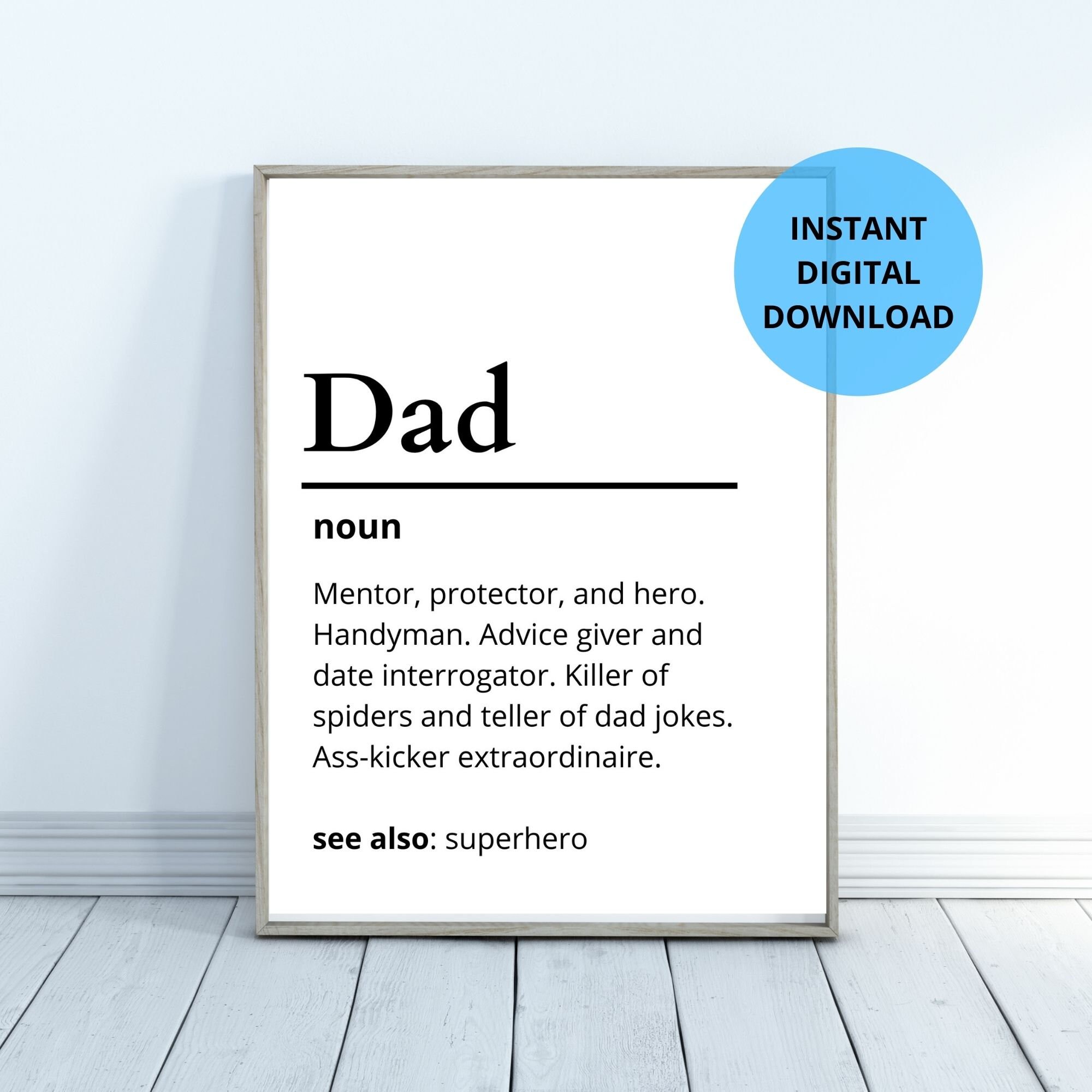 Dad Definition Wall Art / Definition Print / Fathers Day / Printable ...
