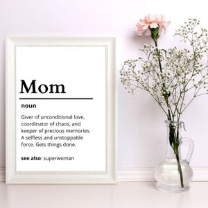 Mom Definition Wall Art / Definition Print / Mothers Day / Printable ...