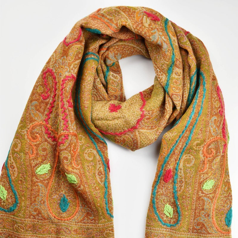 Hand Embroidered Scarf - Etsy