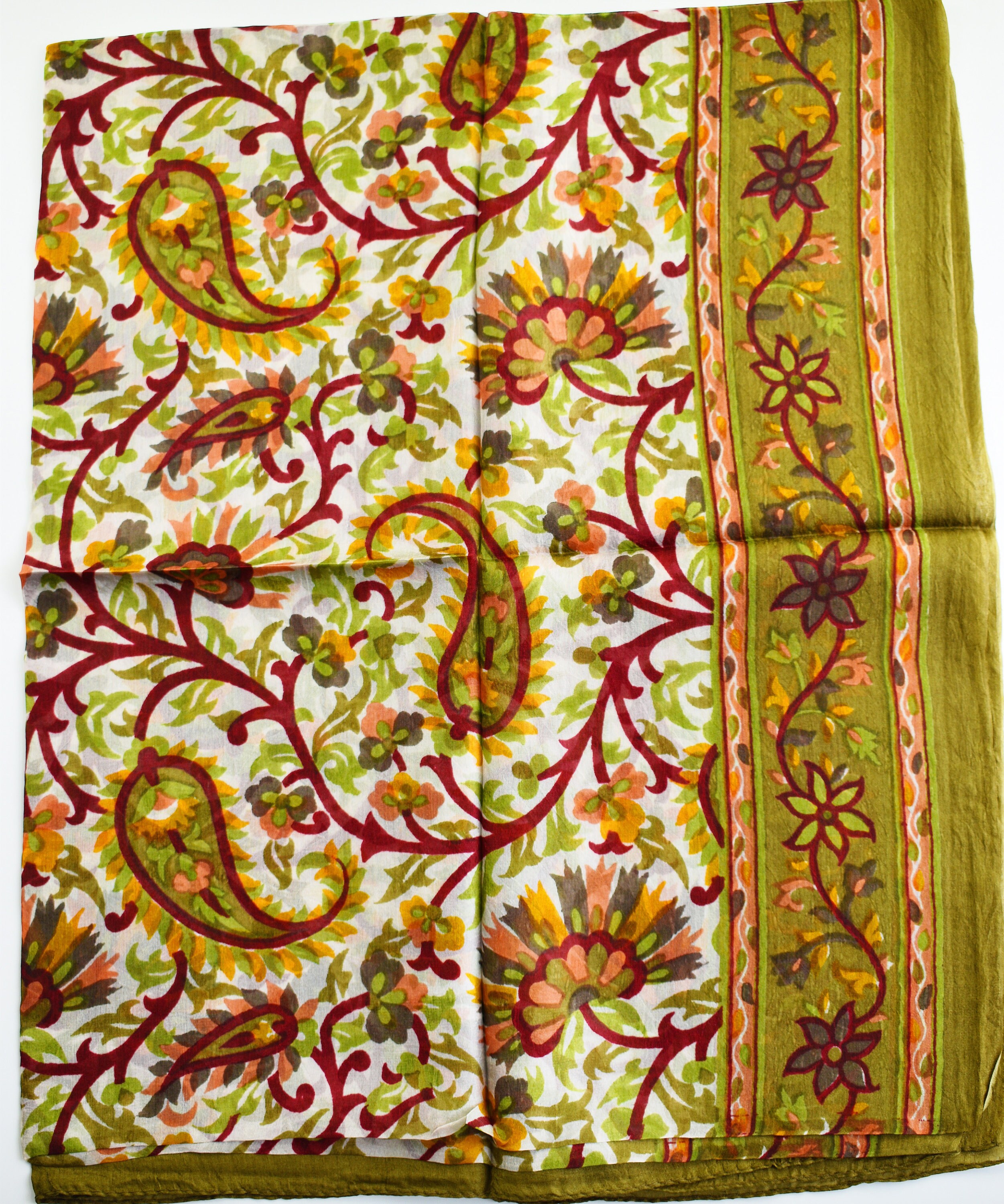 Green Silk Shawl Paisley Silk Shawl Hand Print Shawl Women - Etsy UK