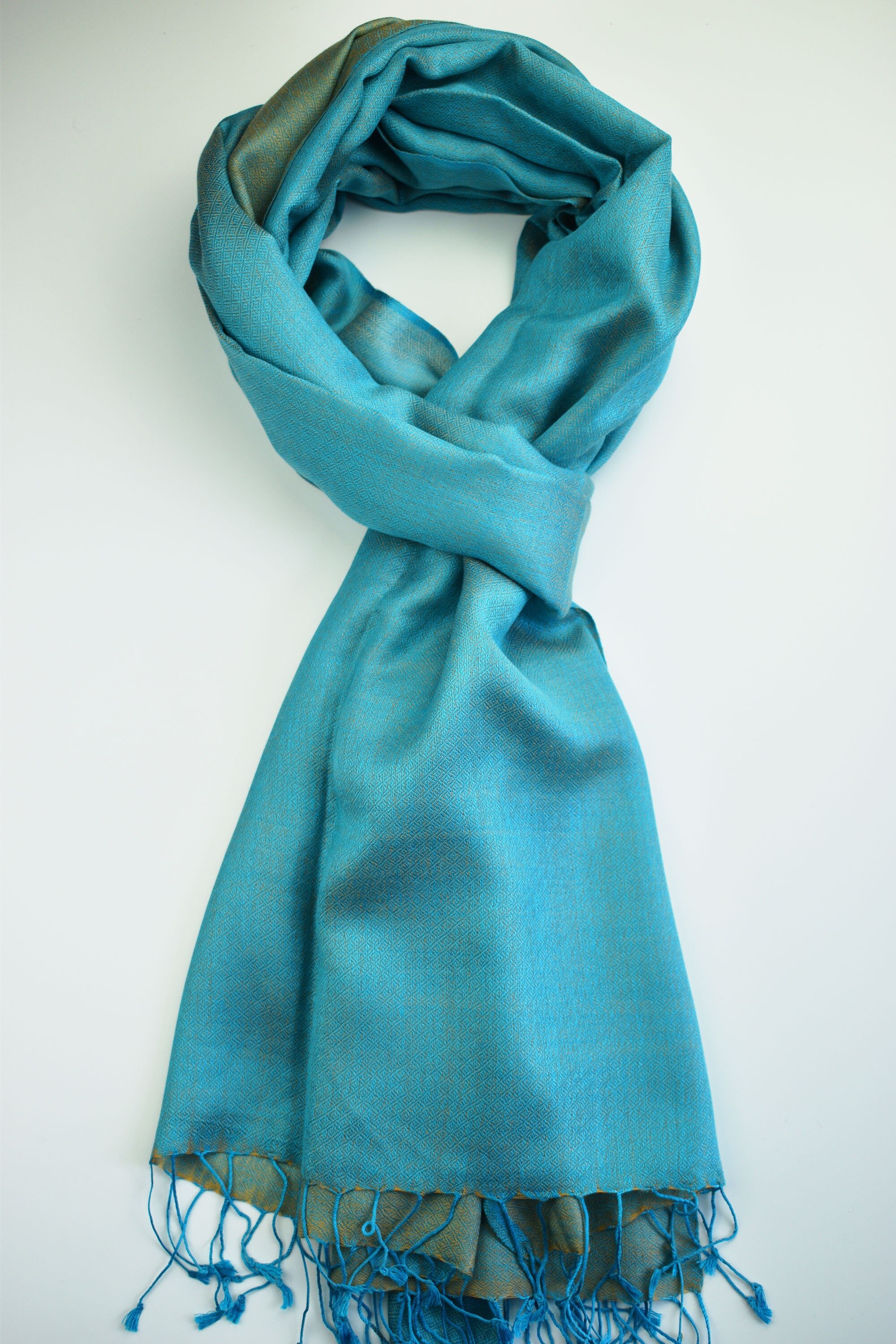 Turquoise Silk Scarf Silk Wool Scarf Silk Scarf Women Gift - Etsy
