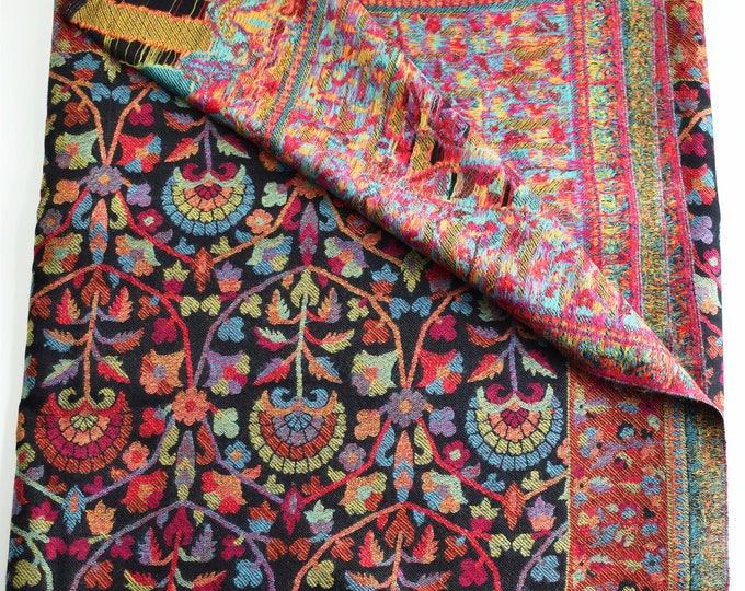 Black Red Kani Shawl, Meditation Shawl, Cashmere Fine Shawl, Mother's ...