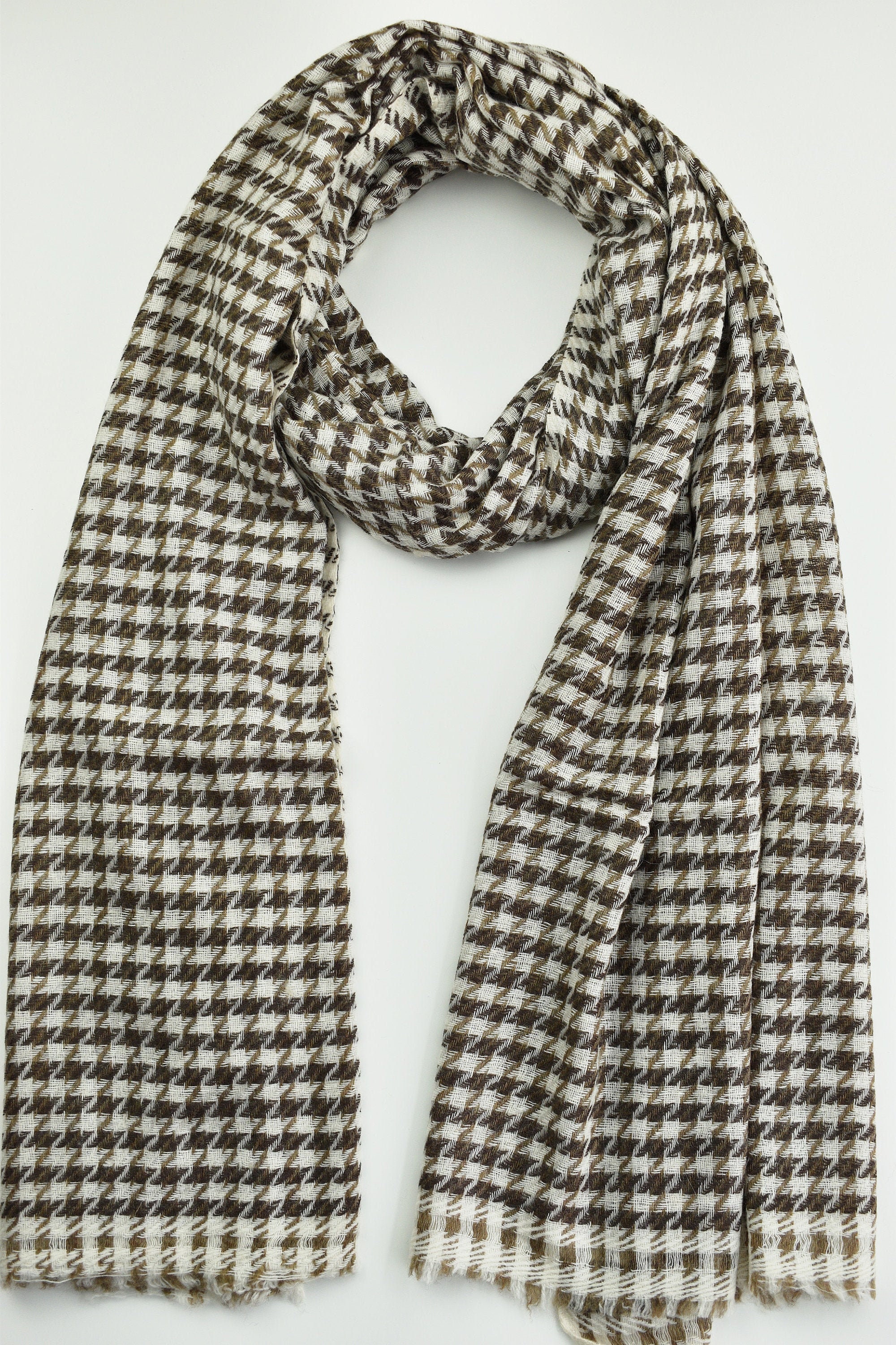 Beige/Brown Blended fine Wool Scarfs Unisex Elegant Woven | Etsy