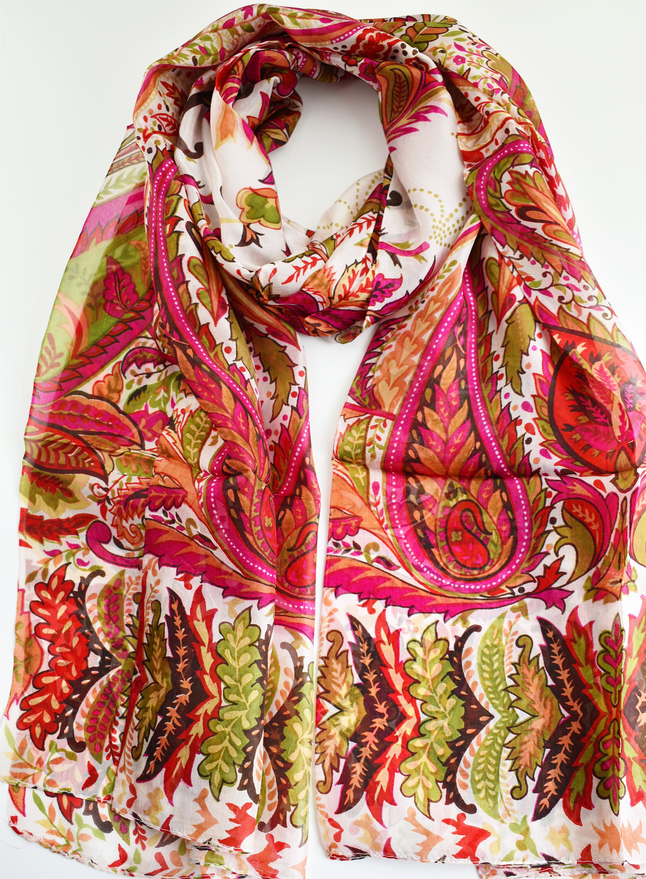 Mustard Silk Scarf Paisley Silk Scarf Wing Shawl Women Silk | Etsy