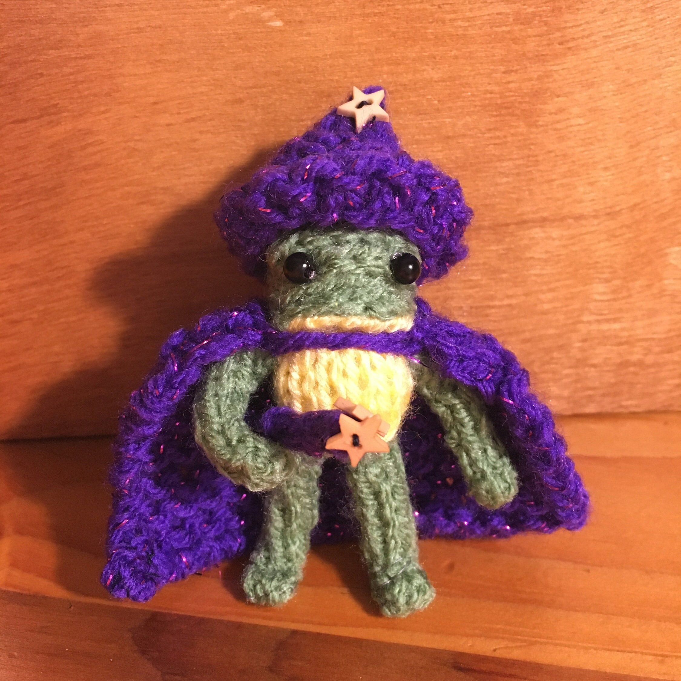 Hand Knitted Frog | Wizard Frog Plushie With Removable Accessories ...