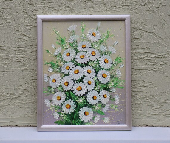 Daisies Oil Painting Original Art White Daisy Flowers Artwork - Etsy