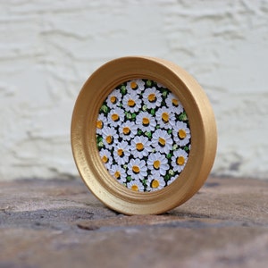 Daisy Miniature Painting Original Floral Art Small Round - Etsy