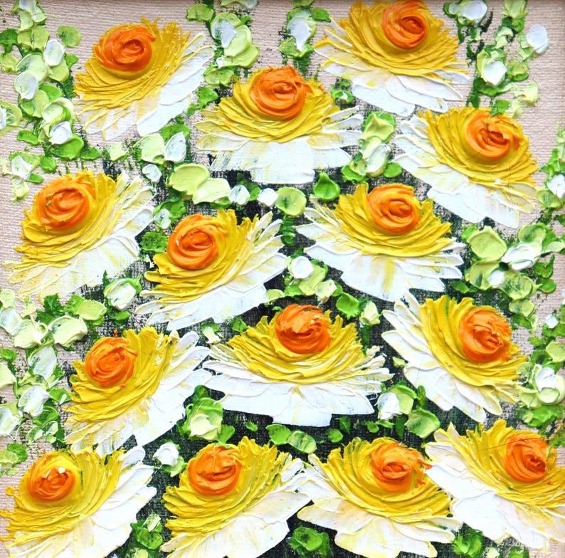 Roses Miniature Oil Painting Impasto Original Floral Art Yellow Flowers ...