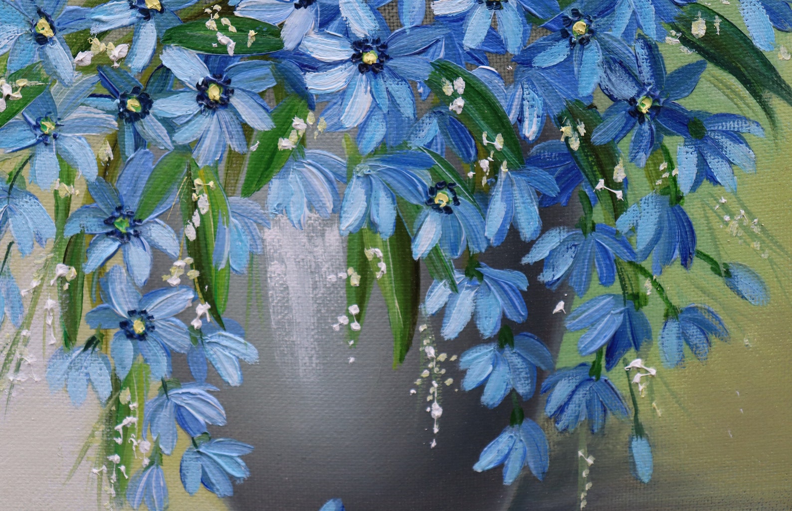 Blue Flowers Original Oil Painting on Canvas Bouquet Blue | Etsy