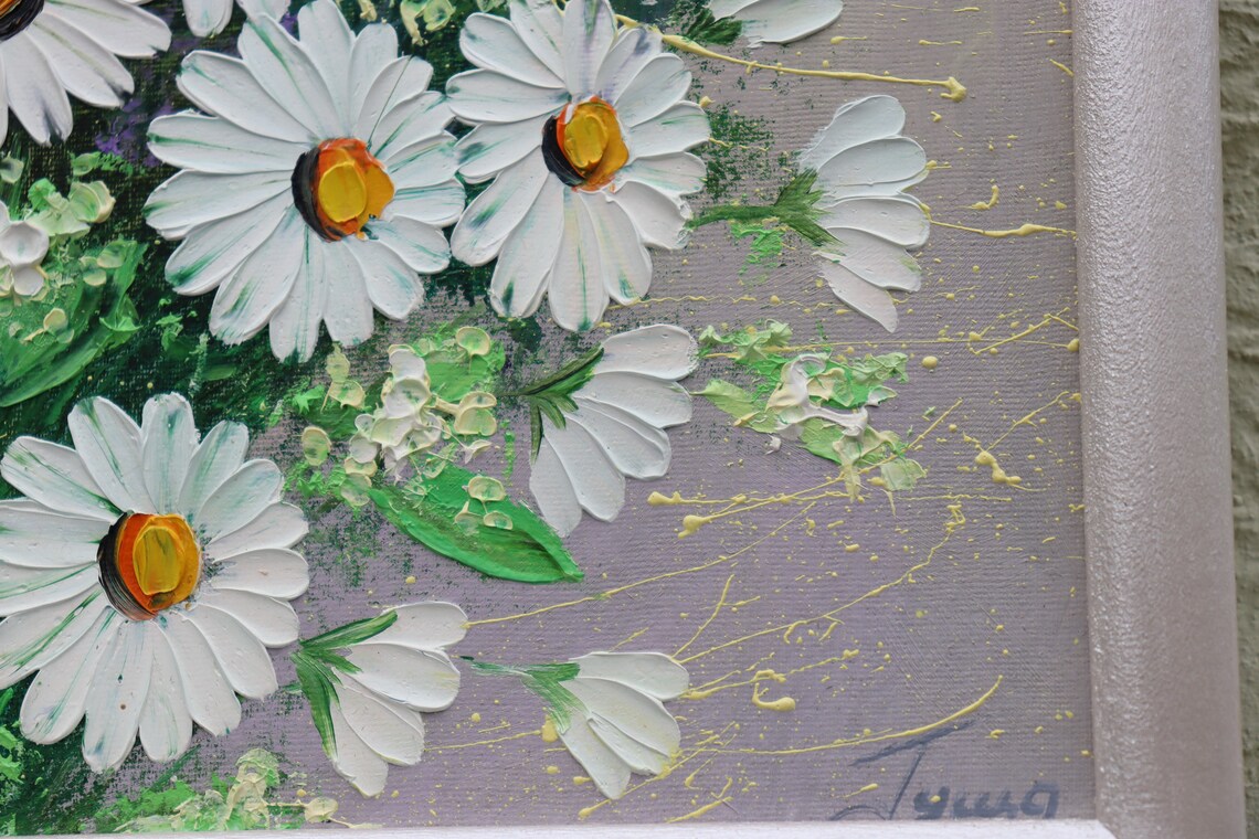 Daisies Oil Painting Original Art White Daisy Flowers Artwork - Etsy