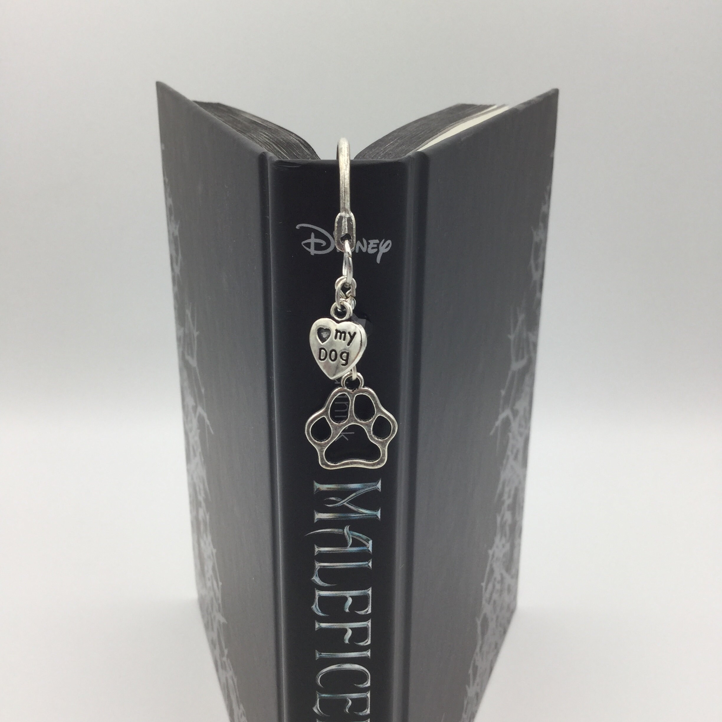 Silver Dog Bookmark With Paw Print & Heart Charms and Black - Etsy