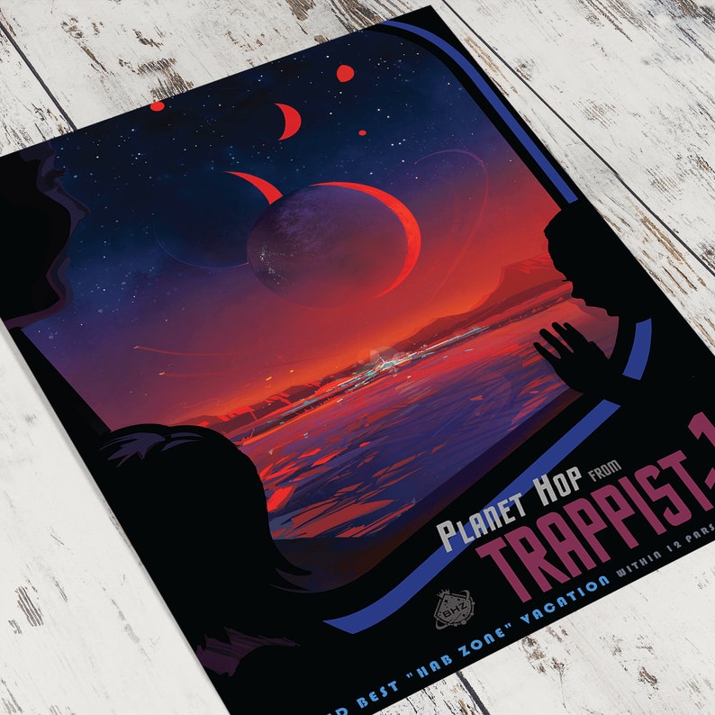 NASA Trappist 1e Travel Poster, Wall Art Design Print - Etsy
