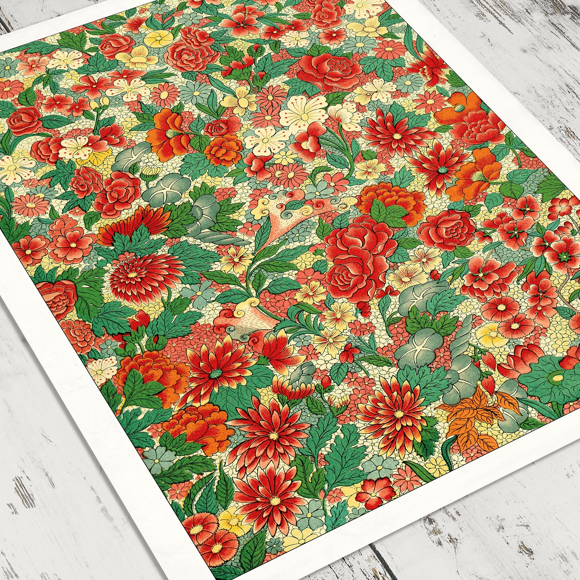 Traditional Chinese Colourful Summer Floral Pattern Vintage - Etsy UK