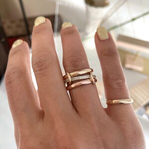 14KGF Two Tone Eternity Ring: Rose Gold & Yellow Gold Connected Bands (R16) - Etsy