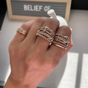 14KGF Multi Link Connected Rings, Trinity Ring, Tricolor Ring ...