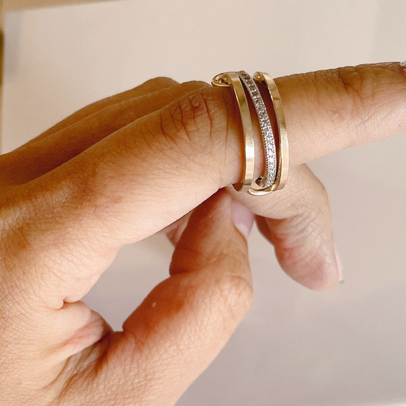 14KGF Gold Multi Link Connected Ring Chunky Gold Ring Gold - Etsy