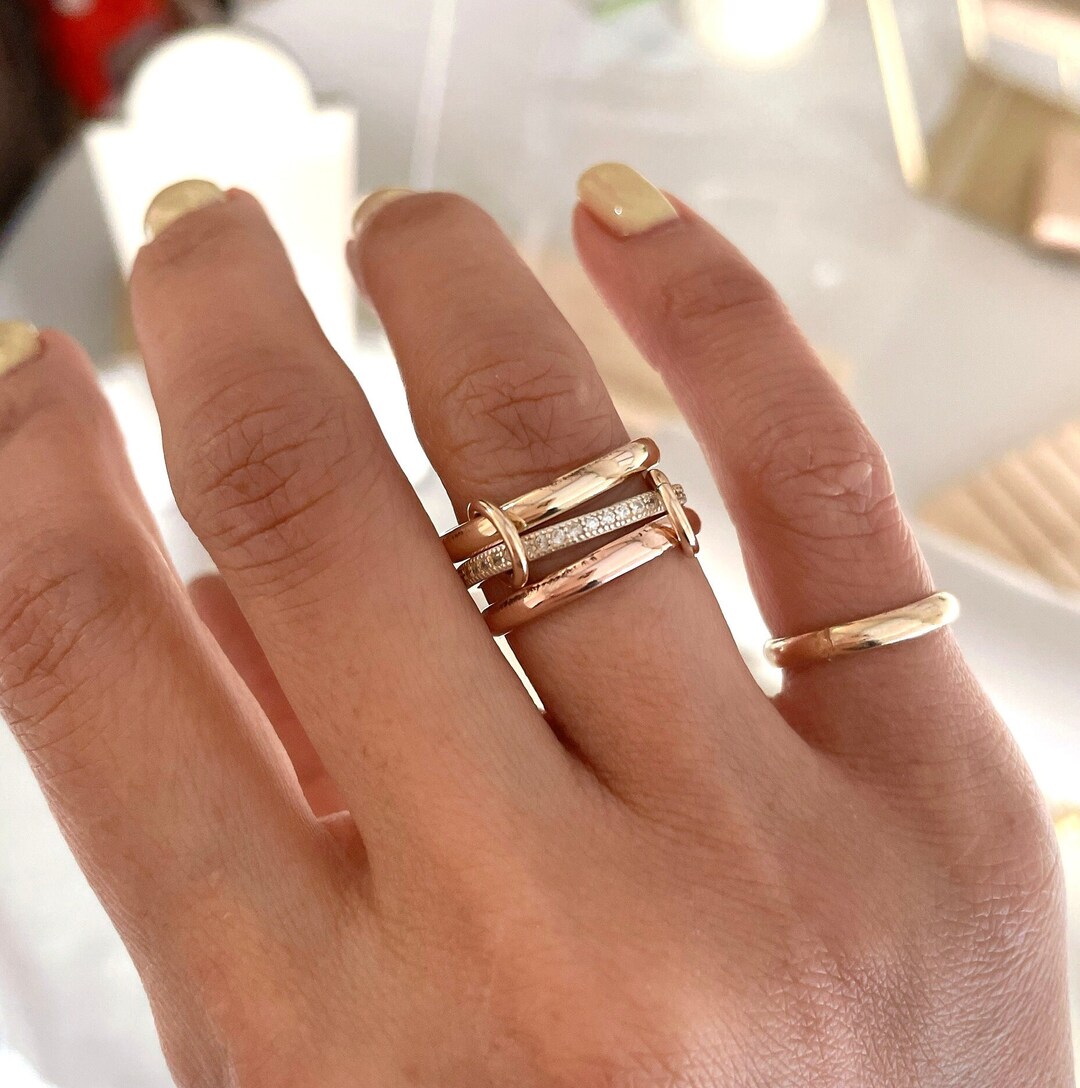 14KGF Two Tone Eternity Ring: Rose Gold & Yellow Gold Connected Bands (R16) - Etsy
