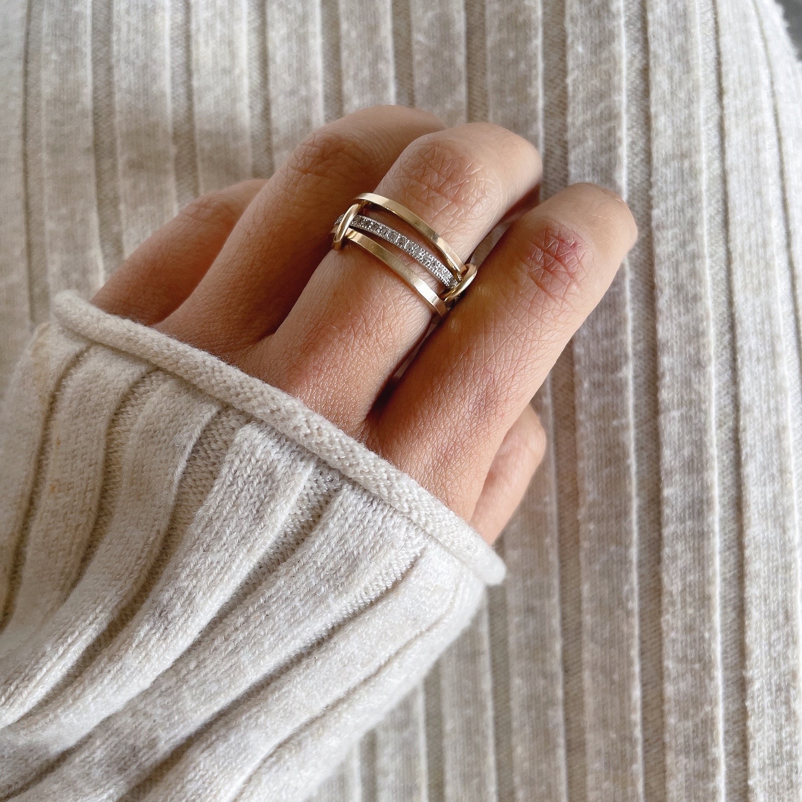 14KGF Gold Multi Link Connected Ring Chunky Gold Ring Gold - Etsy
