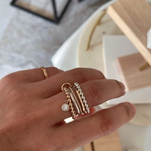 14KGF Two Tone Link Connected Rings, Interlocking Ring, Gold and Silver ...