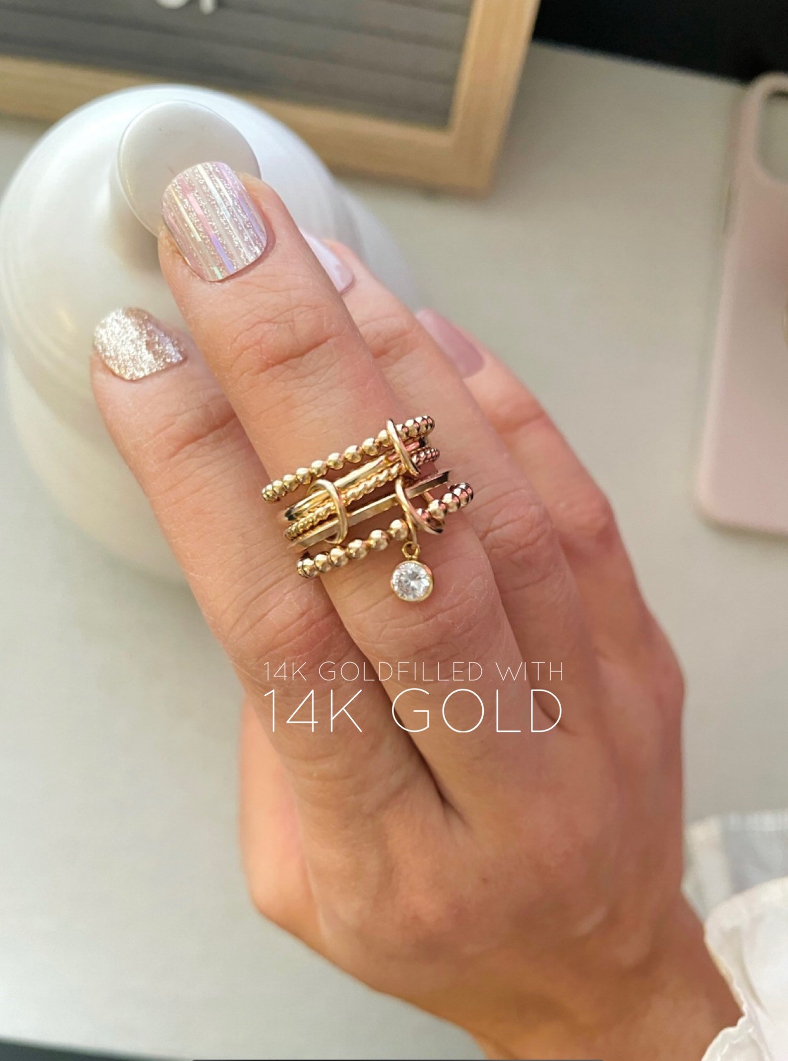 14KGF Gold Multi Link Connected Ring Chunky Gold Ring Gold - Etsy