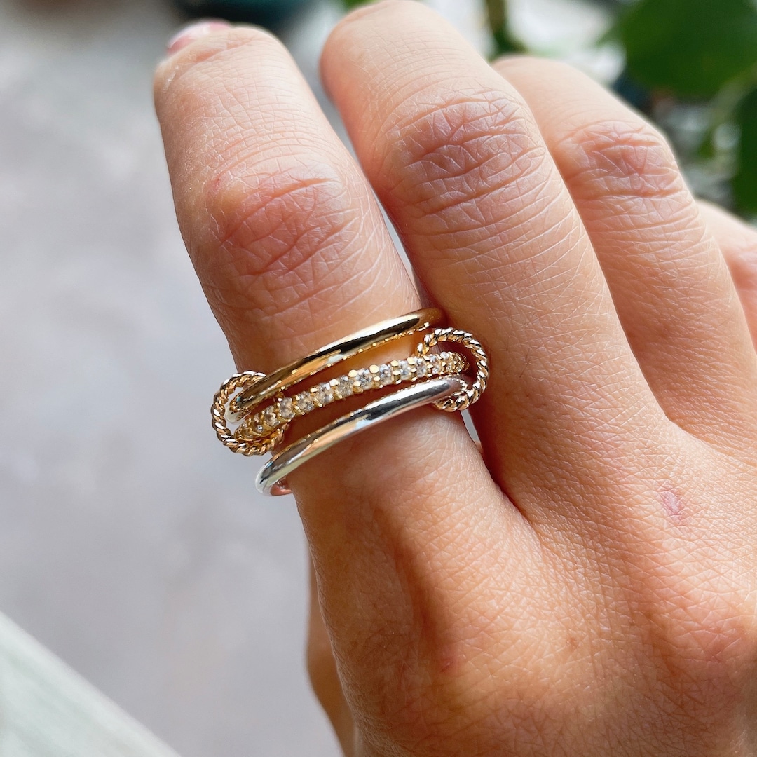 14KGF Sia Two Tone Eternity Connected Ring, 1/20 14K Quality Mark (r4s) - Etsy