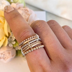 14KGF Multi Link Connected Rings, Trinity Ring, Tricolor Ring ...