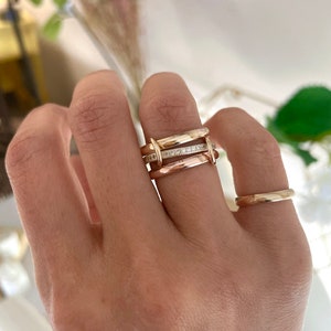 14KGF Two Tone Eternity Ring: Rose Gold & Yellow Gold Connected Bands (R16) - Etsy