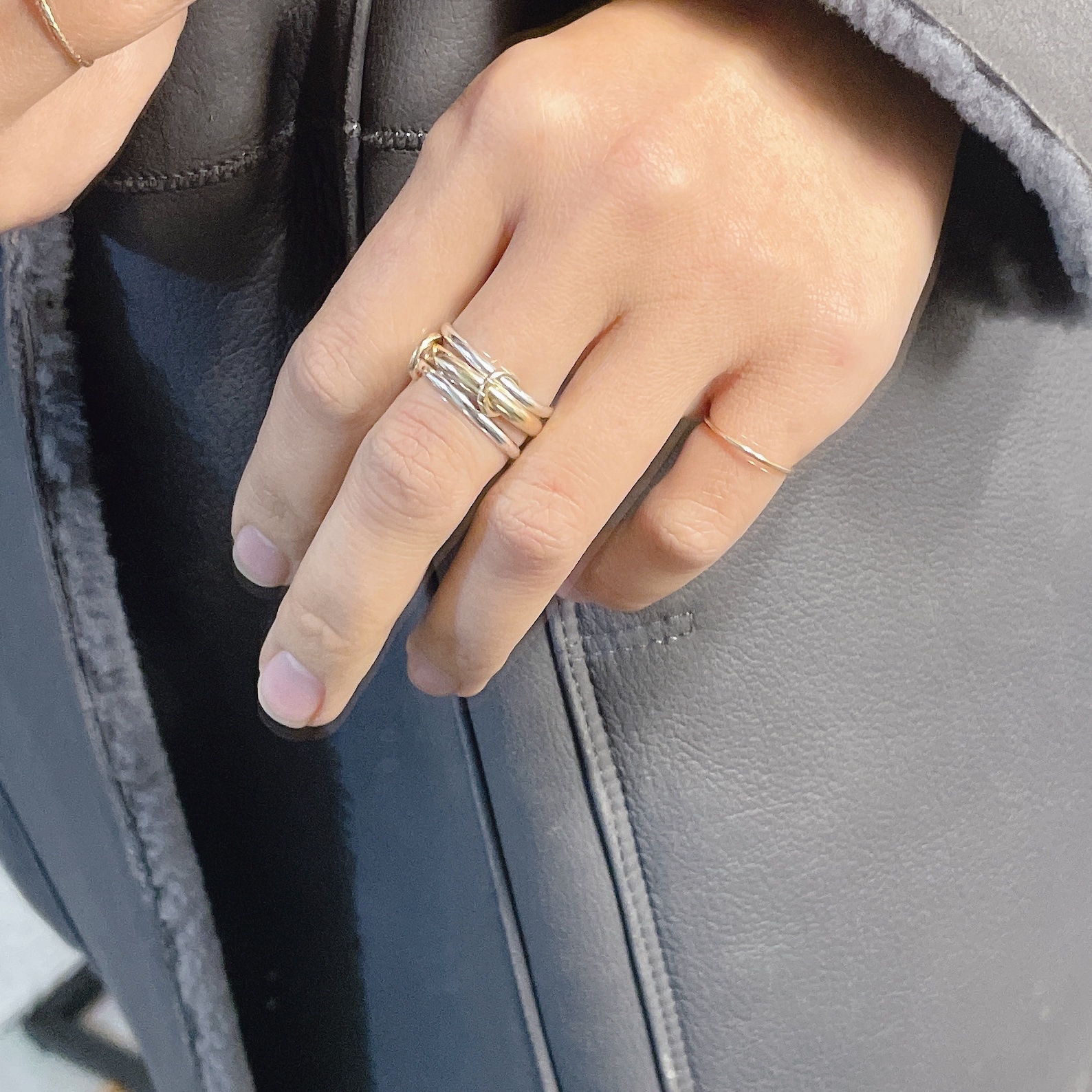 14KGF Two Tone Link Connected Rings, Interlocking Ring, Gold and Silver ...