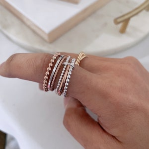 14KGF Multi Link Connected Rings, Rose Gold and Silver Ring, Maximalist ...