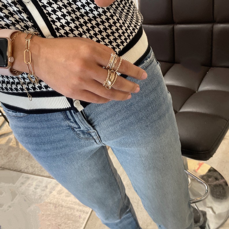 14KGF Multi Link Connected Rings Trinity Ring Tricolor Ring - Etsy